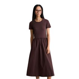Marc O'Polo Damen Jerseykleid, braun, Gr. XS, MARC O'POLO DENIM, Jersey, Obermaterial: 96% Baumwolle, 4% Elasthan, Kleider, flared mit Baumwoll-Popelinerock