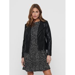 Only Damen Lederimitatjacke "ONLMELISA FAUX LEATHER BIKER CC OTW", schwarz, Gr. S, unifarben, Web, Obermaterial: 100% Polyester, Jacken