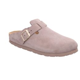 Rohde Damen Clog "Alba", Gr. 35, beige, Veloursleder, unifarben, Schuhe, Leder Mules, Hausschuh mit leichter Laufsohle in Weite G (weit)