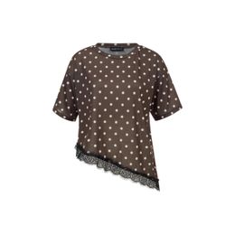 CLOUD 5IVE Damen T-Shirt "CLOUD 5IVE Asymetric Lace Shirt", braun, Gr. L, unifarben, 95% Polyester, 5% Elasthan, Shirts