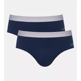 Sloggi Herren Slip "men GO ABC 2.0 Brief 2P", Gr. S, blau, Single Jersey, Obermaterial: 95% Baumwolle, 5% Elasthan, Unterhosen, moderne bequeme Basics