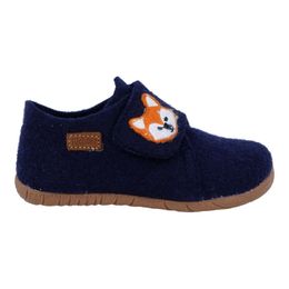 Richter M&auml;dchen Hausschuh "Filzi (Felt)", Gr. 28, blau, Filz, Schuhe, Klettschuh mit Aufn&auml;her, Gr&ouml;&szlig;enschablone zum Download