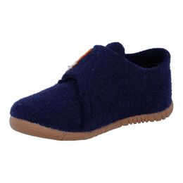 Richter M&auml;dchen Hausschuh "Filzi (Felt)", Gr. 27, blau, Filz, Schuhe, Klettschuh mit Aufn&auml;her, Gr&ouml;&szlig;enschablone zum Download