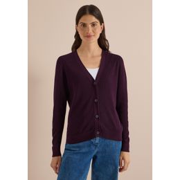 Cecil Damen Cardigan, lila, Gr. S, unifarben, Web, 60% Baumwolle, 40% Viskose, Strickjacken, im soften Baumwoll-Mix