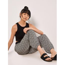 Apricot Damen Jogginghose "Ikat-Jersey-Jogginghose", schwarz, Gr. 38, gemustert, Obermaterial: 97% Baumwolle CO. 3% Elasthan EL., Hosen, mit Gummibund