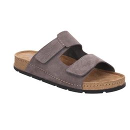 Rohde Herren Pantolette "SOAVE", Gr. 42, grau, Veloursleder, unifarben, Basic, Schuhe, Sommerschuh, Hausschuh, Klettschuh mit Softfu&szlig;bett