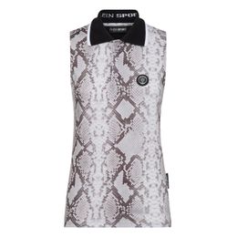 Plein Sport Damen Poloshirt "Python", grau, Gr. XS, Obermaterial: 100% Baumwolle, Shirts