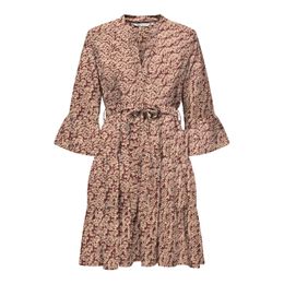 Only Damen Tunikakleid "ONLSINA LIFE 3/4 SHORT DRESS NOOS WVN", braun, Gr. S, bedruckt, Web, Obermaterial: 100% Polyester, Kleider, mit Volant
