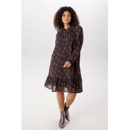 sheego Gro&szlig;e Gr&ouml;&szlig;en Chiffonkleid, bordeaux-lila-camel, Gr&ouml;&szlig;e 54 - Damen