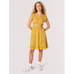Apricot Damen Minikleid "Gebl&uuml;mtes Kleid", gelb, Gr. 40, gebl&uuml;mt, gewebt, Obermaterial: 100% Viskose CV., Kleider, mit R&uuml;schen und G&auml;nsebl&uuml;mchen