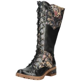 Laura Vita Damen Schn&uuml;rstiefel "Laura Vita Stiefel Leder/Textil", Gr. 36, schwarz, Leder, Textil, Schuhe