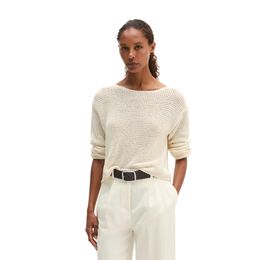 Marc O'Polo MARC O'POLO Damen Strickpullover "aus Leinen-Baumwolle-Mix", beige, Gr. L, unifarben, Obermaterial: 70% Baumwolle, 30% Leinen, Pullover