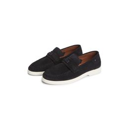 Tommy Hilfiger Herren Loafer "LIGHT SUEDE FLAG HARDWARE LOAFER", Gr. 45dunkelblau, Veloursleder, Schuhe, Slipper, Schlupfschuh, mit modischem