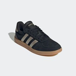 Damen Sneaker "BREAKNET SLEEK", adidas Sportswear, Gr. 38, schwarz, Leder, Synthetik, Schuhe, inspiriert vom Design des adidas handball spezial