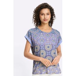 Heine Damen T-Shirt "Druck-Shirt"bleu, salbei, bedruckt, Gr. 48, bedruckt, gemustert, mehrfarbig, 95% Viskose, 5% Elasthan, Shirts