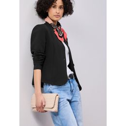 Street One Damen Sweatblazer, schwarz, Gr. 44, unifarben, Jersey, 71% Polyester, 26% Viskose, 3% Elasthan, Blazer, Jersey