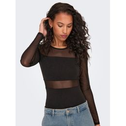 Only Damen Langarmbody, schwarz, Gr. XS, unifarben, Single Jersey, Obermaterial: 95% Baumwolle, 5% Elasthan, Bodys