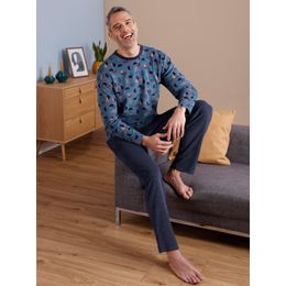 w&auml;schepur W&Auml;SCHEPUR Herren Schlafanzug, Gr. 44, blau, 80% Baumwolle, 20% Polyester, Homewear-Sets