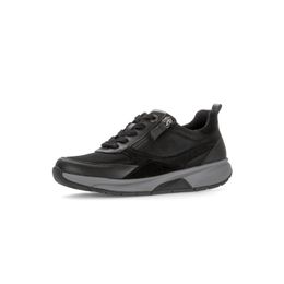 ROLLINGSOFT Damen Keilsneaker, Gr. 36, schwarz, Glattleder, Lederimitat, Ziegenveloursleder, Schuhe, Freizeitschuh, Halbschuh, Schn&uuml;rer mit Logo an