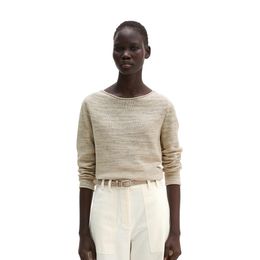 Marc O'Polo MARC O'POLO Damen Strickpullover, beige, Gr. L, Obermaterial: 52% Leinen, 48% Baumwolle, Pullover, slim aus Leinen-Baumwolle-Mix