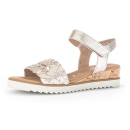 Gabor Damen Sandalette "GENUA", Gr. 39, gold, Glattleder, metallic, Schuhe, Sommerschuh, Sandale, Keilabsatz, mit Klettverschluss, Weite G