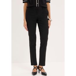 bonprix Damen Stretch-Hose, schwarz, Gr. 36, Web, Obermaterial: 71% Polyester, 25% Viskose, 4% Elasthan, Hosen, mit Elasthan-Anteil, Slim Fit