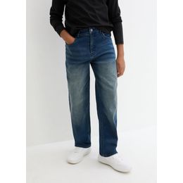 bonprix Jungen Loose-fit-Jeans, blau, Gr. 140, Denim/Jeans, Obermaterial: 95% Baumwolle, 4% Polyester, 1% Elasthan, Jeans, Loose-fit, weites Bein,
