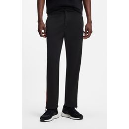 Hugo Herren Sweathose "Dolos", schwarz, Gr. S, unifarben, Sweatware, Obermaterial: 70% Polyester, 30% Baumwolle, Hosen, Rei&szlig;verschl&uuml;sse am Saum,