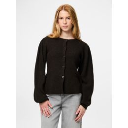 Pieces Damen Strickjacke "PCSILLY LS PUFF KNIT CARDIGAN NOOS BC", braun, Gr. M, meliert, Strick, Obermaterial: 90% Polyester, 5% Wolle, 5% Elasthan,