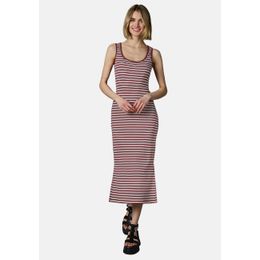 Ragwear Damen Shirtkleid "Montyca Stripes YOUMODO", rot, Gr. M, Material: 95% Baumwolle, 5% Elasthan, Kleider, Sommerkleid mit Schl&uuml;ssellochausschnitt