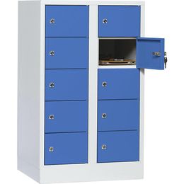 Wolf Wertfachschrank, 2 Abteile, lichtgrau / lichtblau, 10 F&auml;cher