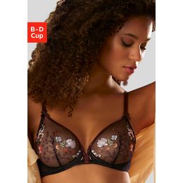 Lascana Damen B&uuml;gel-BH "Maria", Gr. 75, schwarz, Spitze, Obermaterial: 74% Polyamid, 23% Polyester, 3% Elasthan, BHs, Stickerei-Spitze, als