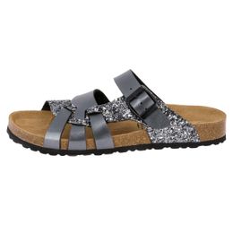 Lico Damen Pantolette "Pantolette Bioline Gleam - anthrazit", Gr. 39, silber, Synthetik, Schuhe