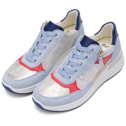 Ara Damen Keilsneaker "GARDA", Gr. 7,5, blau, Glattleder, Veloursleder, kontrastfarbene Details, Schuhe, Plateausneaker, Keilsneaker mit
