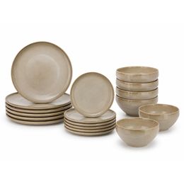Cosy & Trendy COSY & TRENDY Teller-Set "Conico, Geschirr-Set, 18-tlg.", 18sand, Geschirr-Sets, Steinzeug, f&uuml;r 6 Personen, rund, sp&uuml;lmaschinengeeignet
