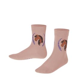 Falke Damen Socken "Horse", Gr. 19, rosa, Obermaterial: 82% Baumwolle CO. 15% Polyamid PA. 2% Elasthan EL. 1% metallisierte Fasern MTF., Socken