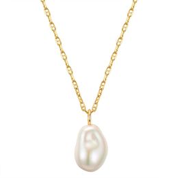 YOKOAMII Damen Kette mit Anh&auml;nger "Y108", 46,5cm Basiskette + 5,0cm Verl&auml;ngerung, gold, Halsketten, mit Perle