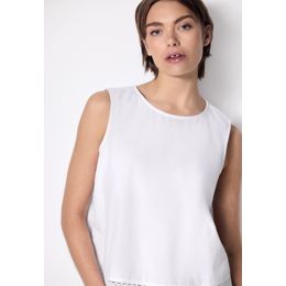 Damen Blusentop, wei&szlig;, Gr. 44, STREET ONE STUDIO, unifarben, Web, 100% Baumwolle, Blusen, aus reiner Baumwolle