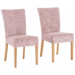 4-Fu&szlig;stuhl Home Affaire, B:47cm H:93cm T:64cm, rosa, Massivholz, St&uuml;hle, "Queen Polsterstuhl", verschiedene Bez&uuml;ge, Gestell Massivholz