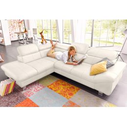 COTTA Ecksofa "Driver L-Form, B: 265 cm", B/H/T: 268cm x 73cm x 214cm, Leder BEEFY, Ottomane links,mit Kopfteilverstellung,ohne Bettfunktion und