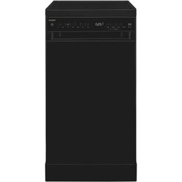 Exquisit Standgeschirrsp&uuml;ler "GSP9311-450C", B:44,8cm H:84,5cm T:59cm, schwarz, Geschirrsp&uuml;ler, 10 Ma&szlig;gedecke, LED, Besteckschublade, Auto Door Open,