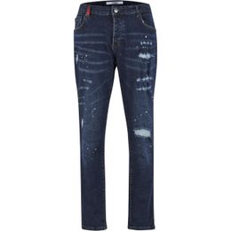 2Y Premium Herren Bequeme Jeans "2Y Premium 2Y LEONARDO RIPPED SLIM FIT JEANS", blau, Gr. 30, unifarben, 98% Baumwolle, 2% Elasthan, Jeans