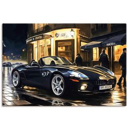 Wandbild Artland, B:120cm H:80cm, schwarz, Leinwand, Wohnzimmer, Bilder, "BMW Z8 nachts in Paris", als Alubild, Leinwandbild, Poster, Wandaufkleber