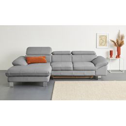 COTTA Ecksofa "Driver L-Form, B: 268 cm", B/H/T: 268cm x 73cm x 169cm, Leder BEEFY, Recamiere links,mit Kopfteilverstellung,mit Bettfunktion und