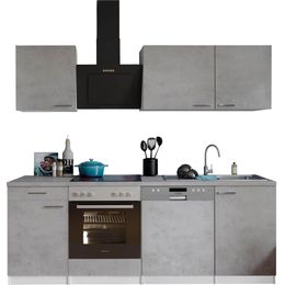 K&uuml;chenzeile respekta, B:220cm H:200cm T:60cm, grau, Komplettk&uuml;chen-Sets, "Malia", Breite 220 cm, 85 cm Arbeitsh&ouml;he, in exklusiver Konfiguration f&uuml;r