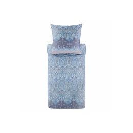 Bettw&auml;sche Bassetti, blau, Satin, Obermaterial: 100% Baumwolle CO., Bettw&auml;sche, "ISOLABELLA", aus Baumwollsatin mit Rei&szlig;verschluss
