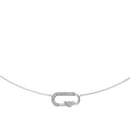 Emporio Armani Damen Kette mit Anh&auml;nger, Metall, L: 45metallfarben, kristallwei&szlig;, Metall, Halsketten, mit Zirkonia (synth.)