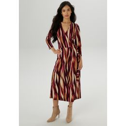 Damen Jerseykleid, rot, Gr. 36, Aniston SELECTED, bedruckt, gemustert, Single Jersey, Obermaterial: 95% Viskose, 5% Elasthan, Kleider, in femininer