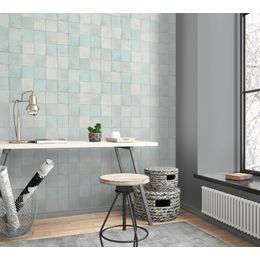 marburg Fototapete "Tile", B/L: 0,53m x 10,05m, Rollen: 1, blau, Schlafzimmer, Tapeten, moderne Tapete f&uuml;r Wohnzimmer Schlafzimmer K&uuml;che