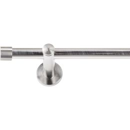 Gardinenstange SN DECO GROUP, L:220cm &Oslash;:19mmedelstahl optik, Gardinenstangen, "Gardinenstange Brest &Oslash; 19 mm, 1-l&auml;ufig, Fixma&szlig;, verschraubt, Stahl"